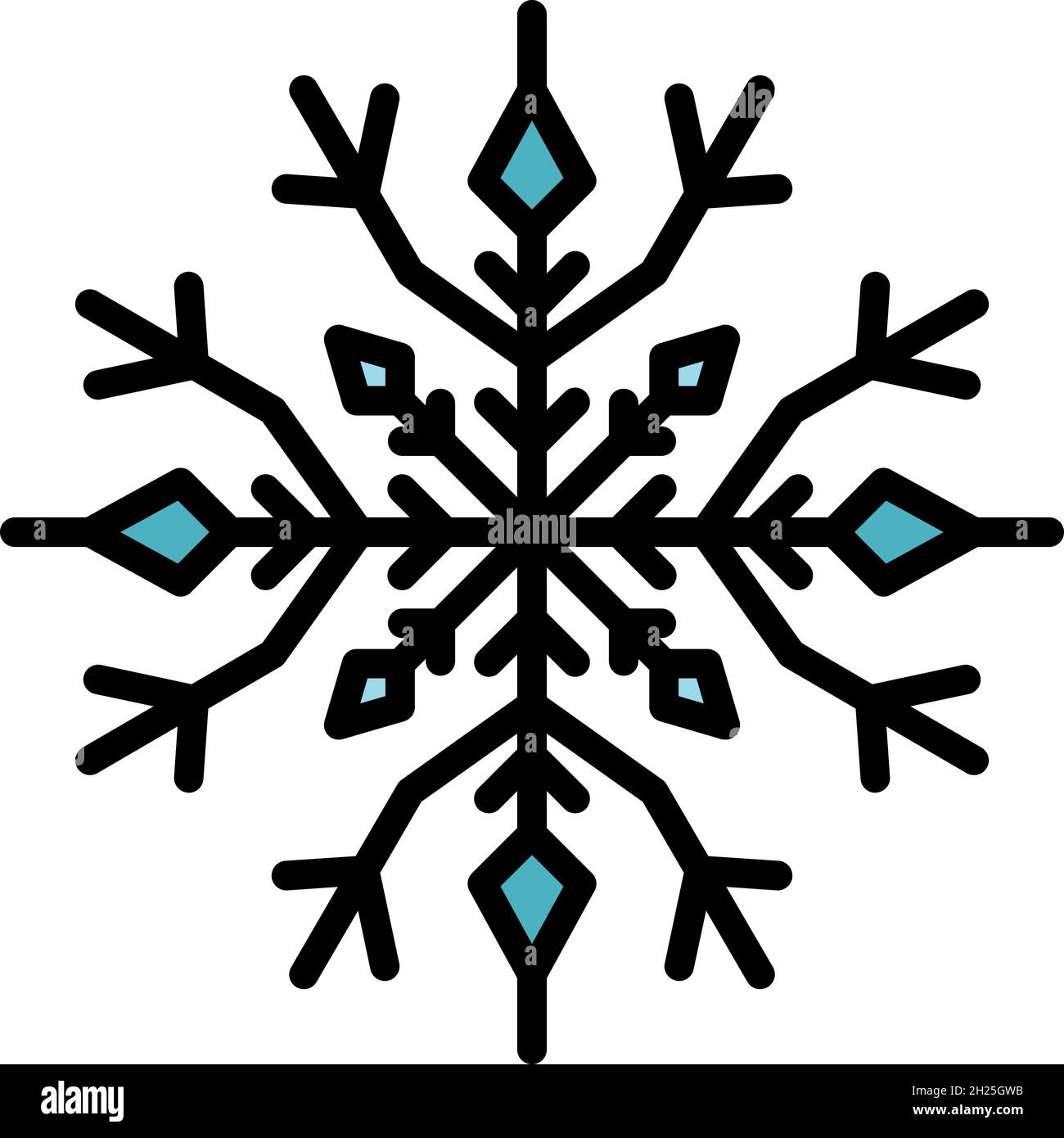 Linear snowflake icon. Outline linear snowflake vector icon color flat ...