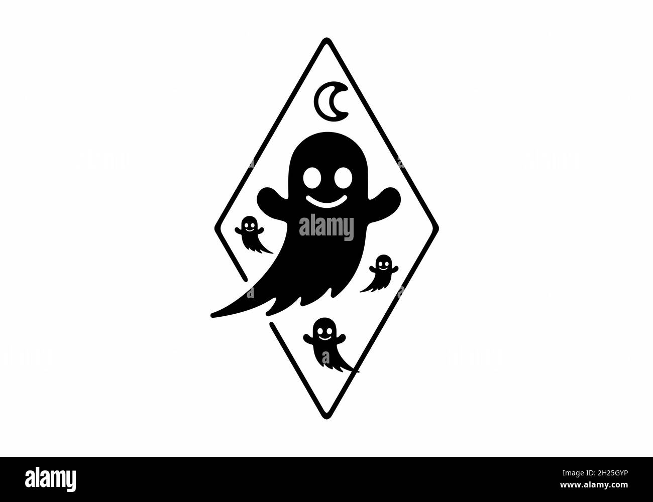 Line art illustration of halloween ghost design Stock Vector Image ...