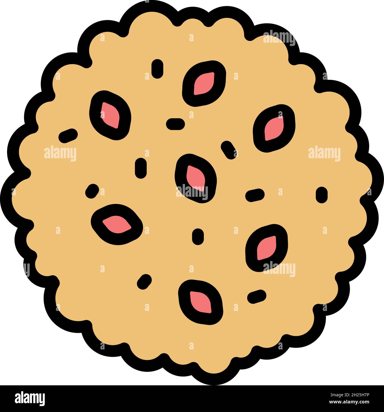 Round cracker icon. Outline round cracker vector icon color flat ...