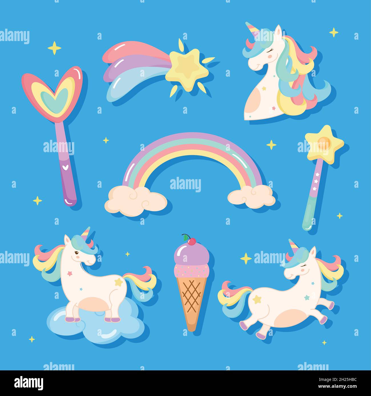 eight cute unicorns icons Stock Vector Image & Art - Alamy