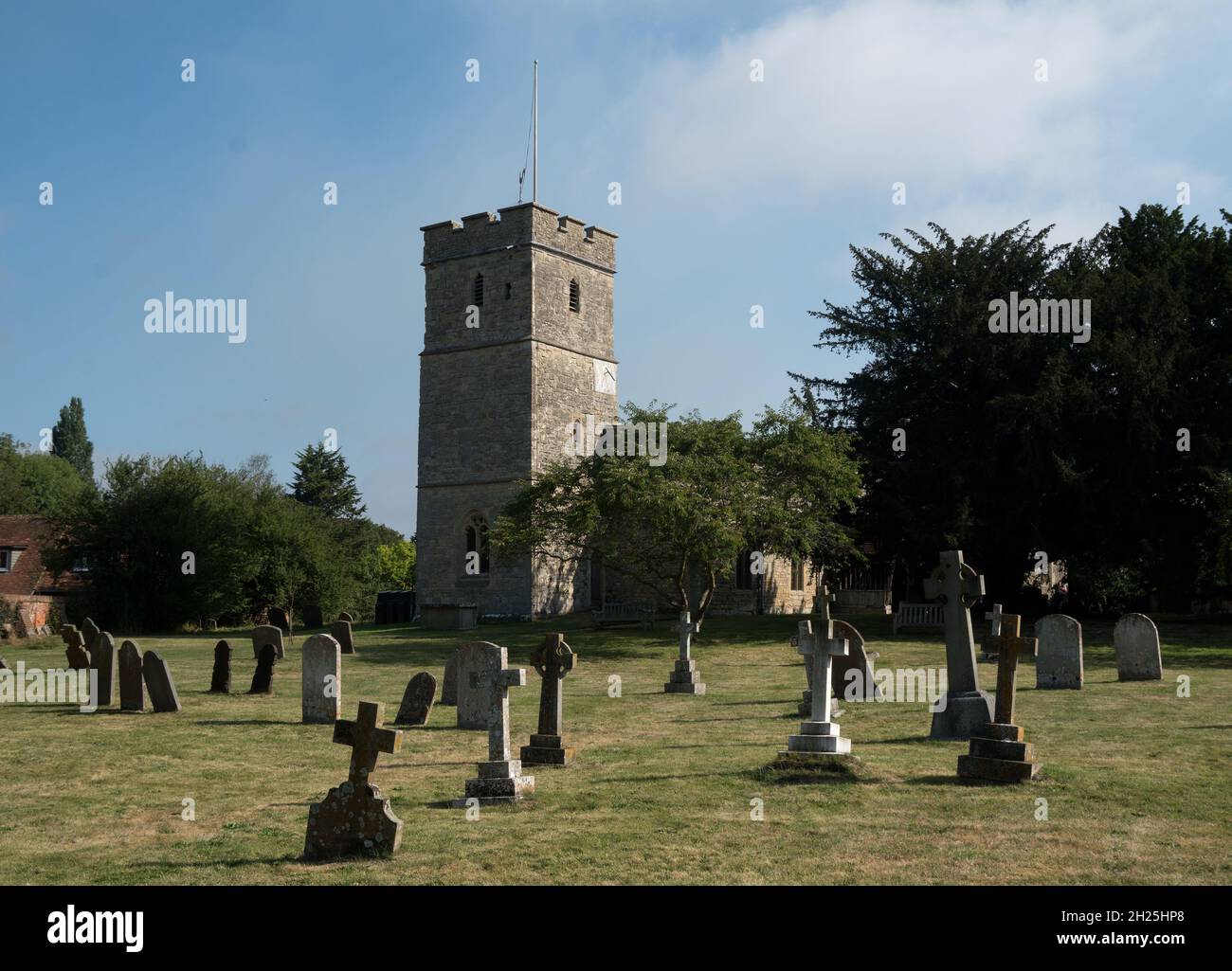 Saint Mary's Church and lawned graveyard, Long Wittenham, Oxfordshire ...