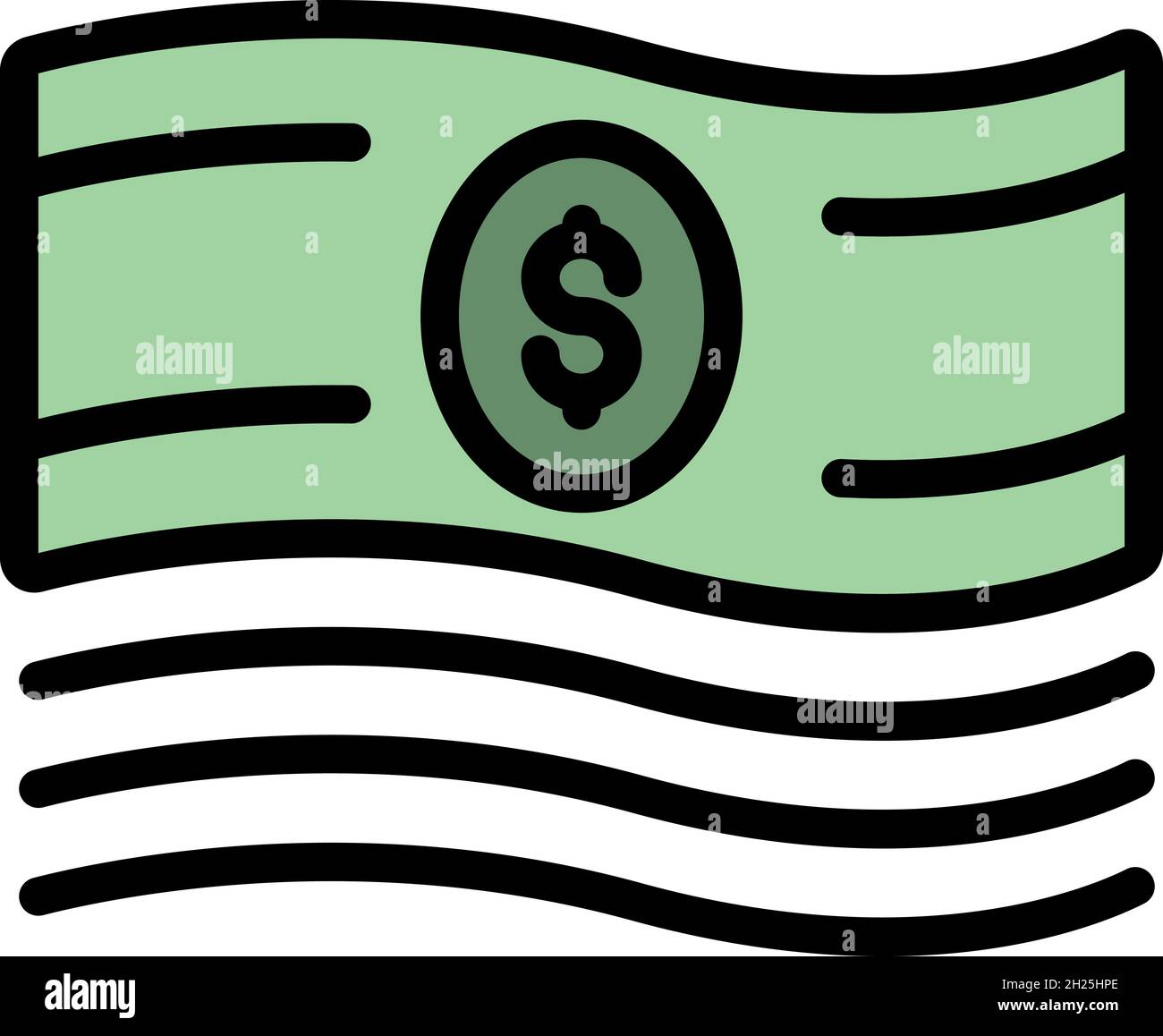 Cash money icon. Outline cash money vector icon color flat isolated ...