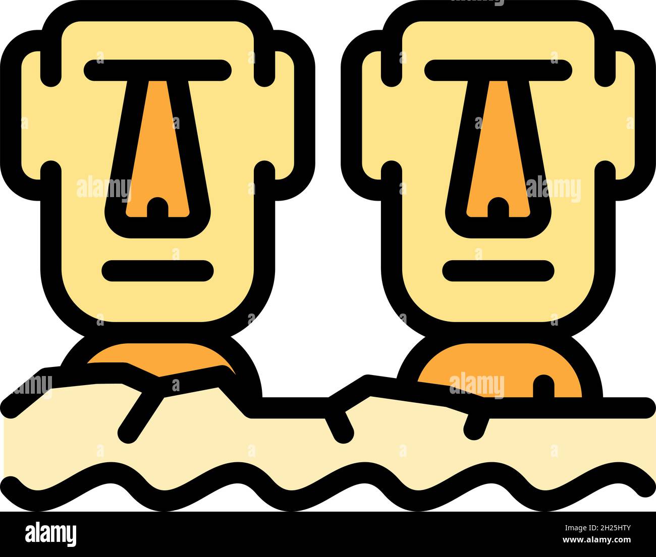 Easter island heads icon. Outline Easter island heads vector icon color ...