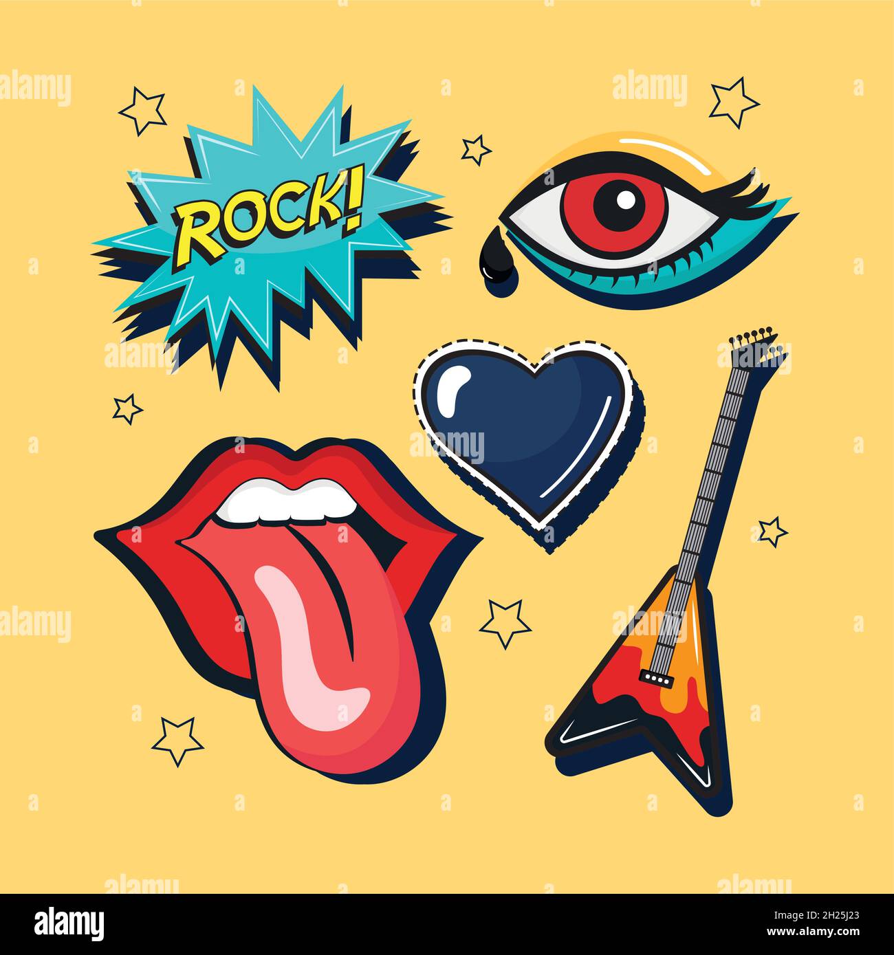 five rock and roll stickers Stock Vector Image & Art - Alamy