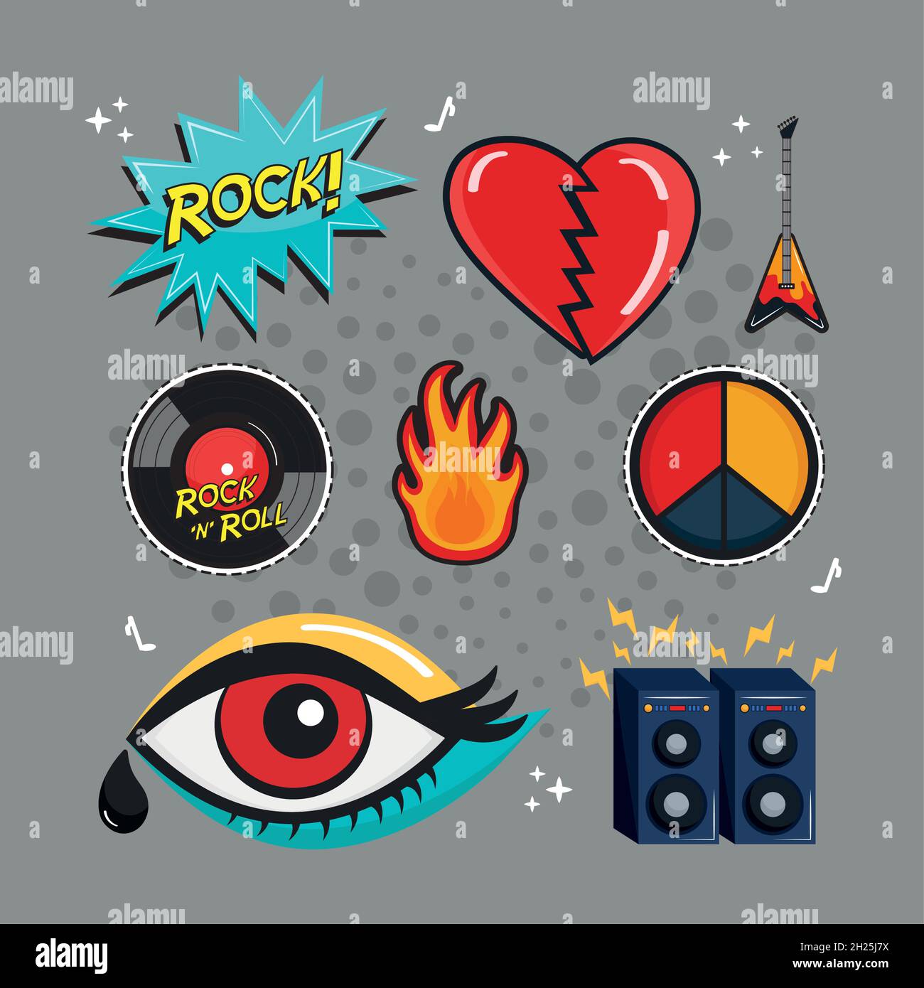 eight rock and roll stickers Stock Vector Image & Art - Alamy