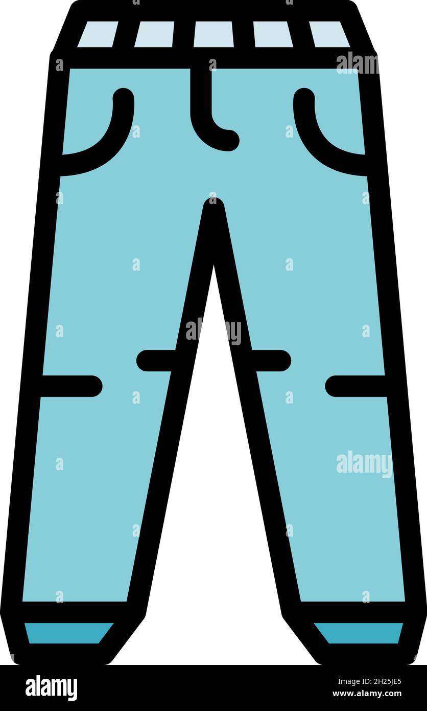 Men jeans icon. Outline men jeans vector icon color flat isolated Stock ...