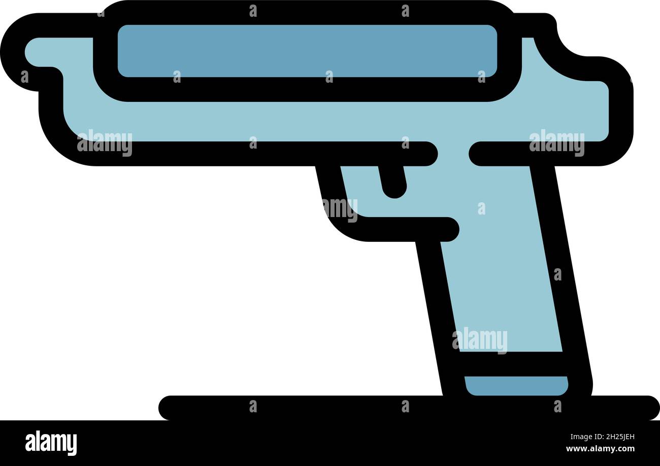 Police pistol icon. Outline police pistol vector icon color flat ...
