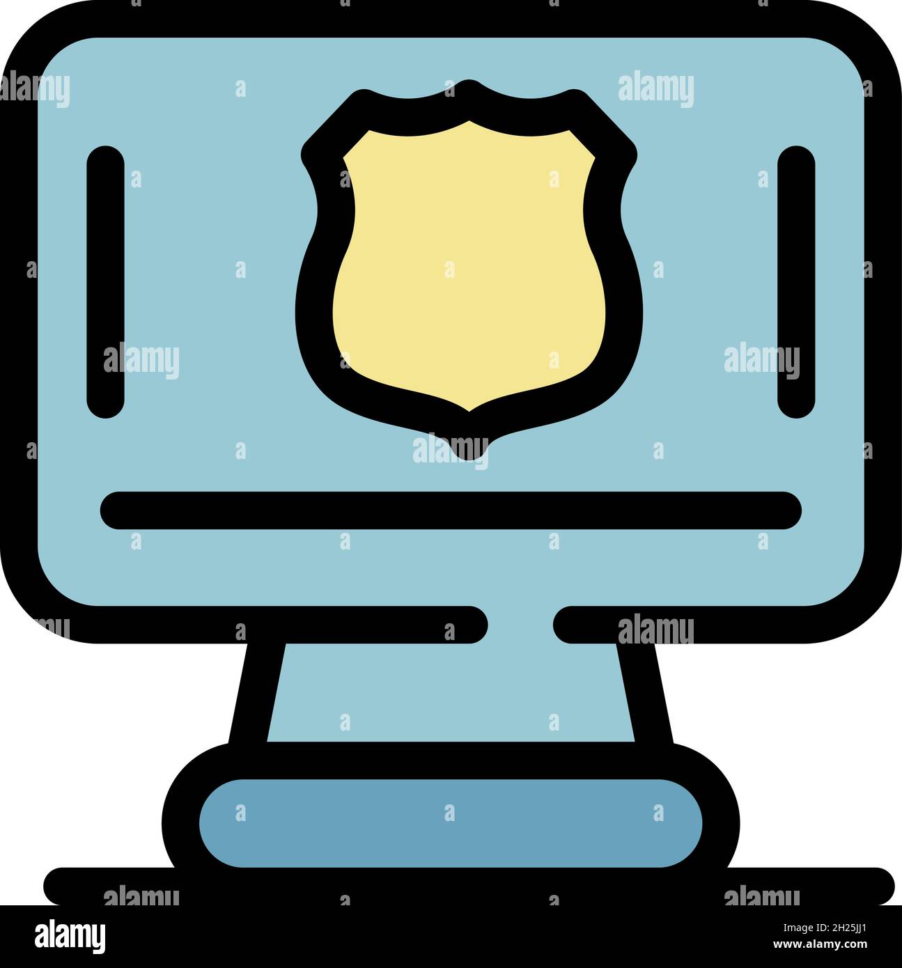 Police computer icon. Outline police computer vector icon color flat ...