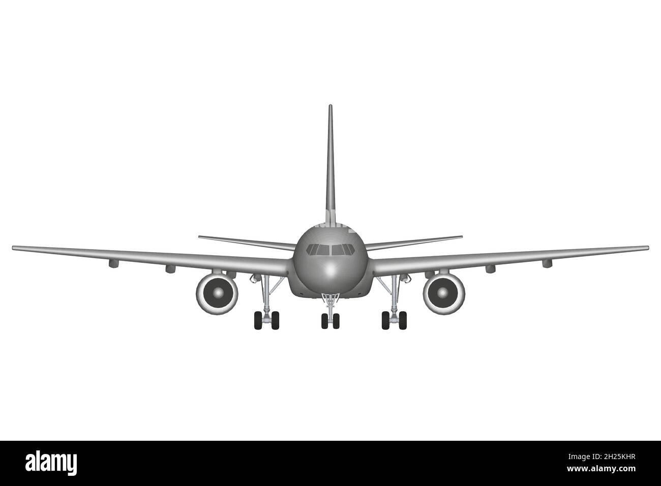 Passenger airplane model isolated on white background. Front view. 3D ...