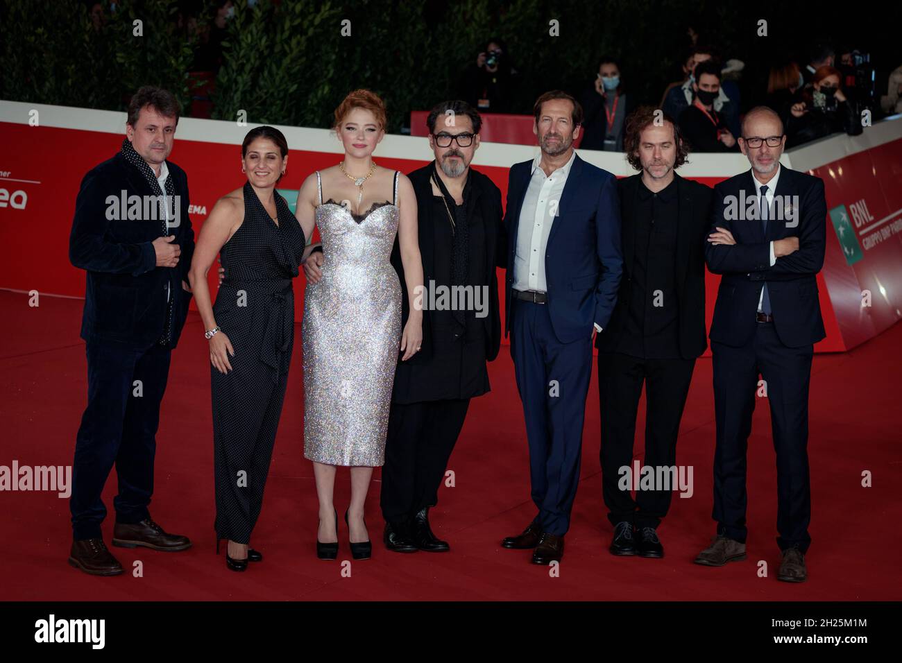 ROME, ITALY - OCTOBER 16: Guy Heeley, a guest, Haley Bennett, Director Joe Wright, Bryce Dessner ...