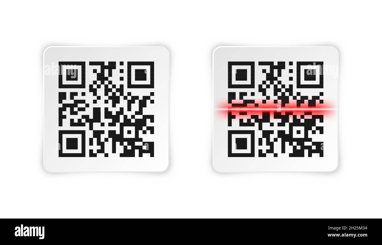Realistic QR code sticker. Identification tracking code. Serial number ...