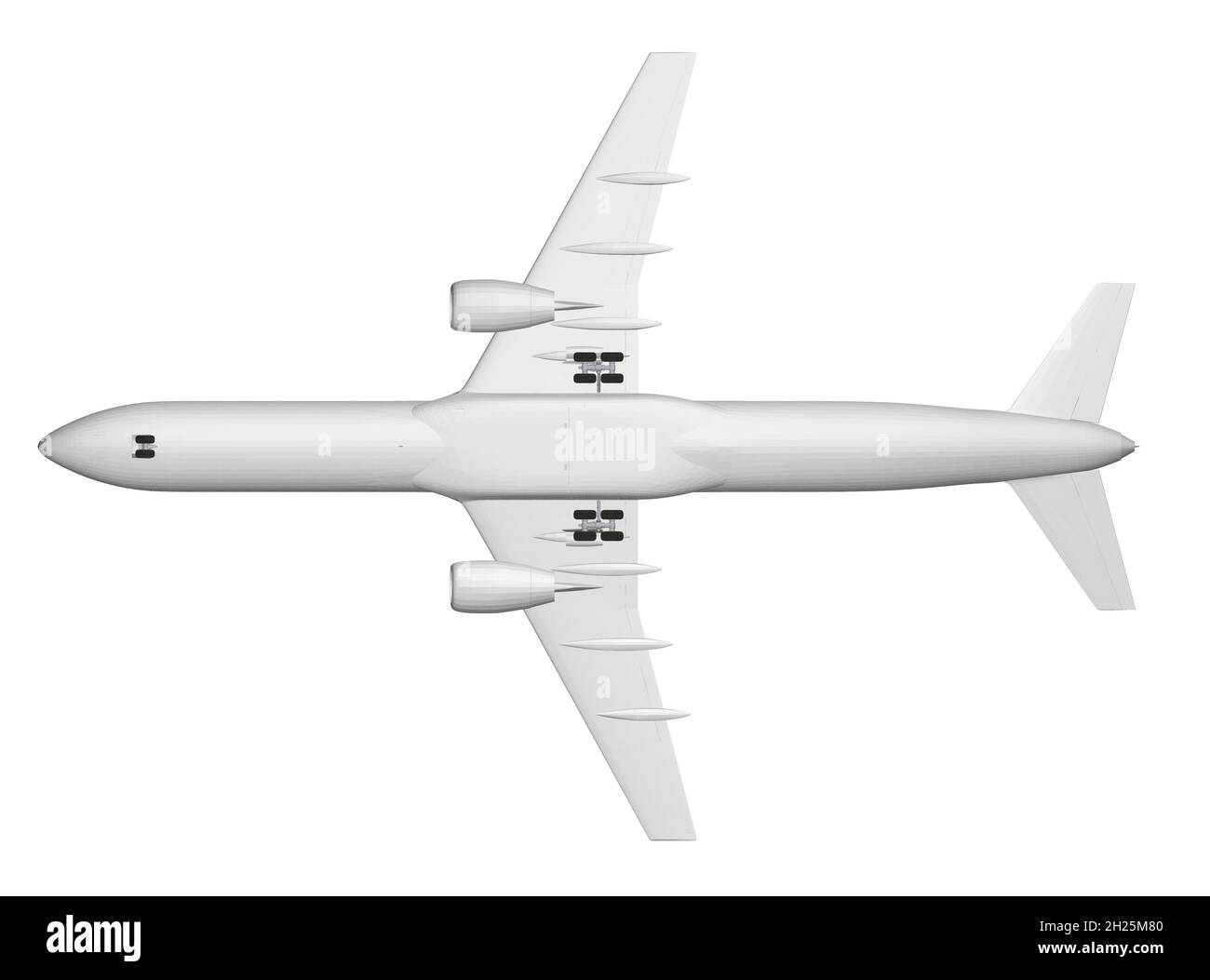Passenger airplane model isolated on white background. Bottom view. 3D ...