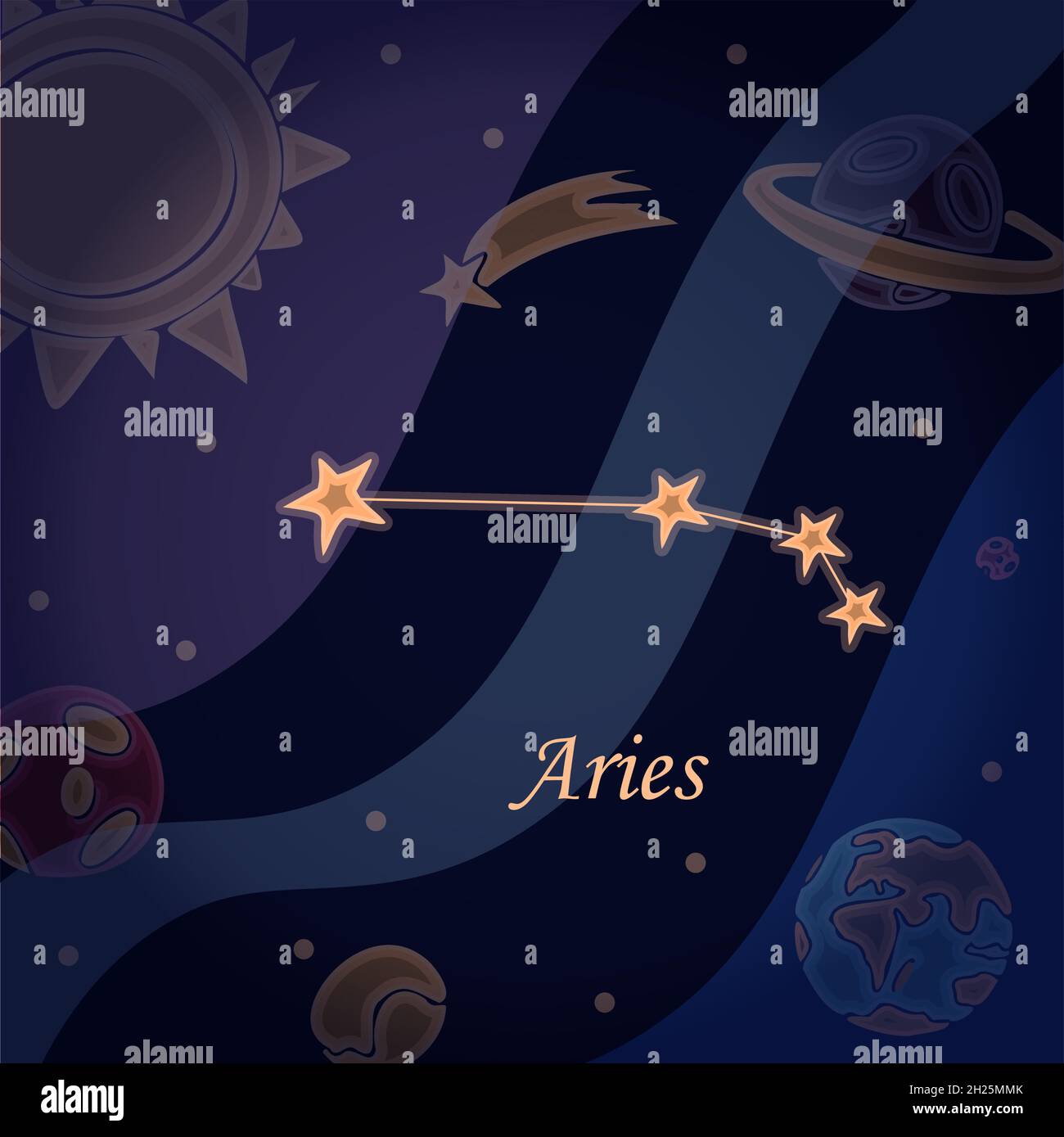 Doodle Constellation Of The Aries Symbol Of The Zodiac Signs Vector