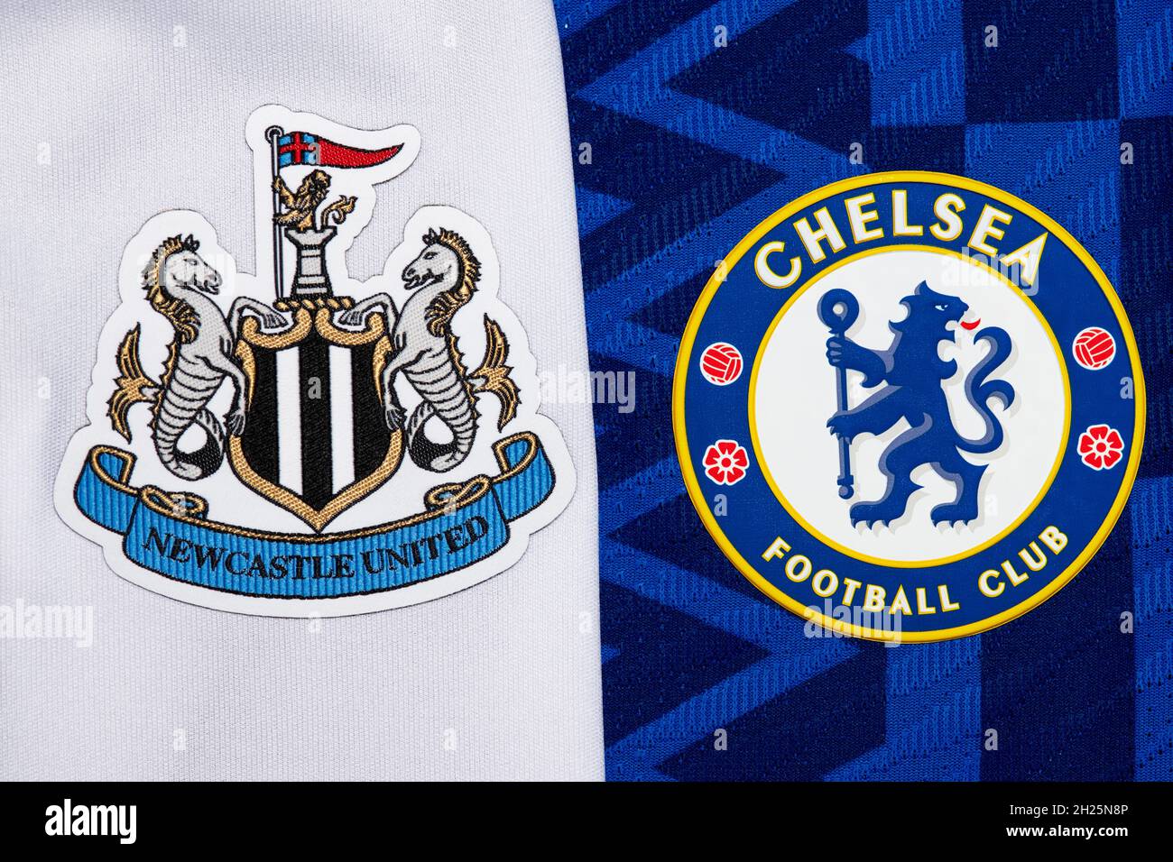 Close up of Chelsea & Newcastle United club crest Stock Photo - Alamy