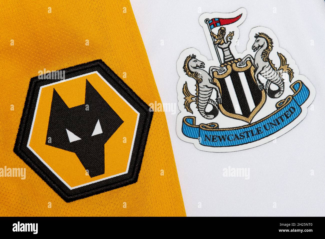 Close up of Wolves & Newcastle United club crest Stock Photo - Alamy