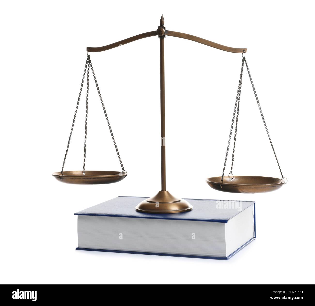 Scales of justice and book on white background. Law concept Stock Photo ...