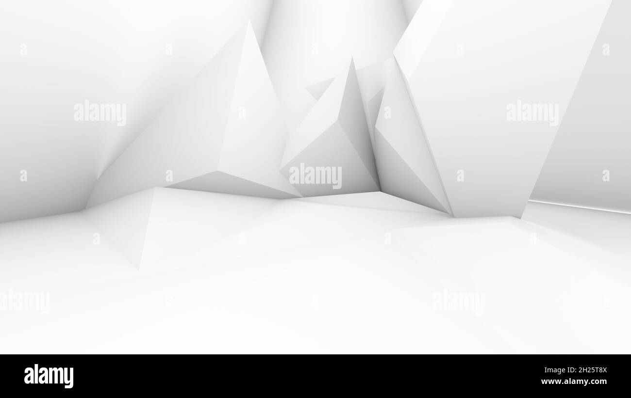 Futuristic architectural background, white angular walls Stock Photo ...