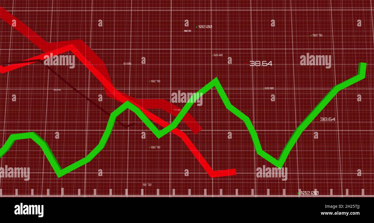 Image of lines financial data and statistics processing over grid Stock ...