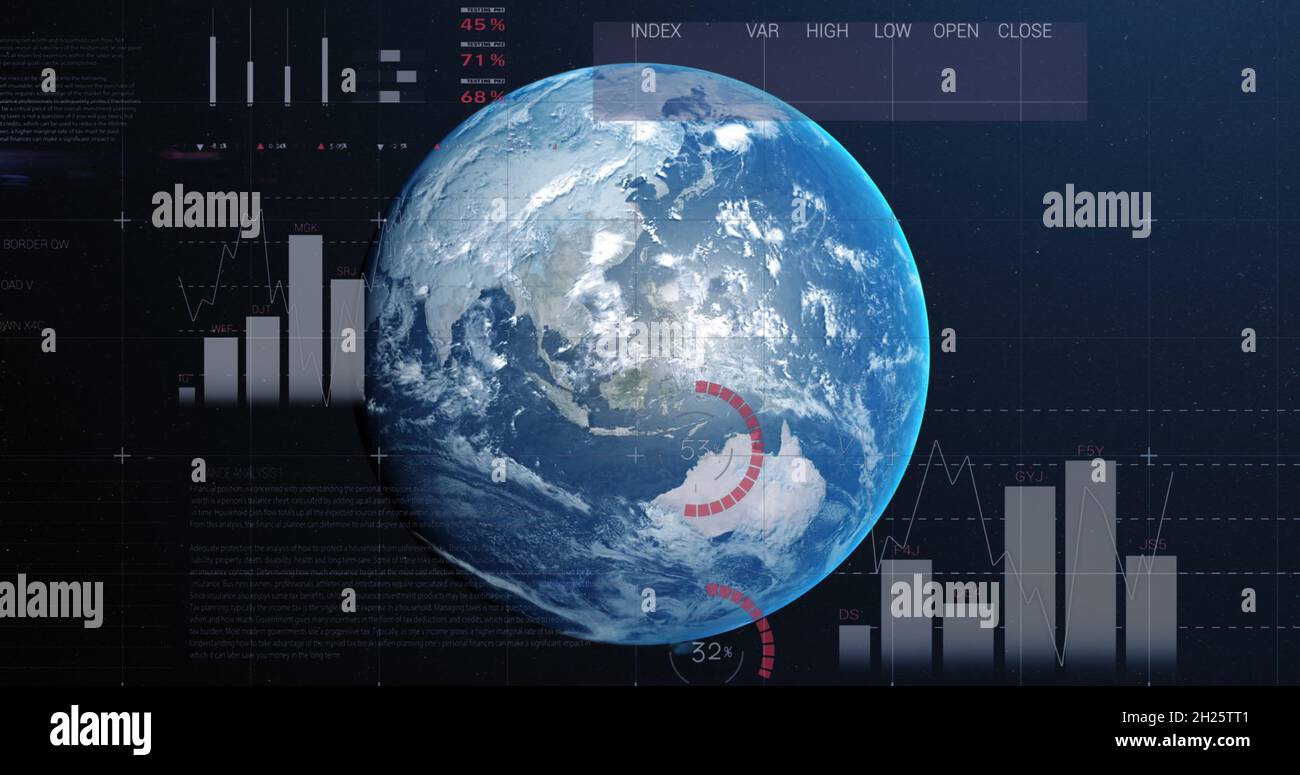 Graph and chart over earth Stock Photo - Alamy
