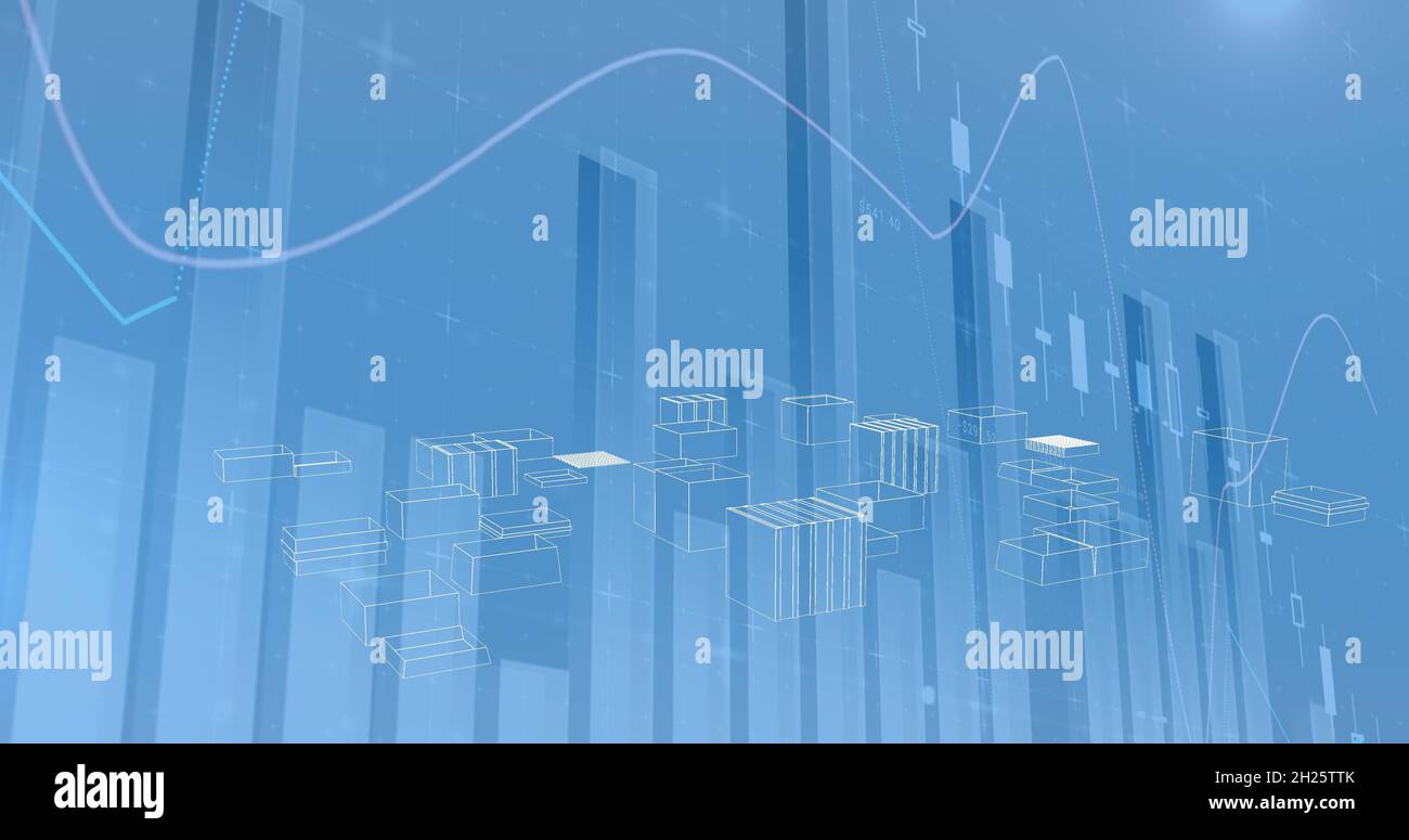 Graphs and virtual buildings in a city Stock Photo - Alamy