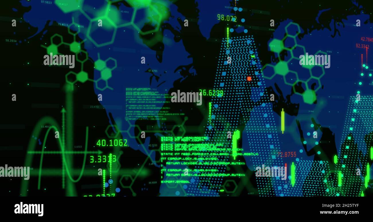 Graphs moving against data processing Stock Photo - Alamy