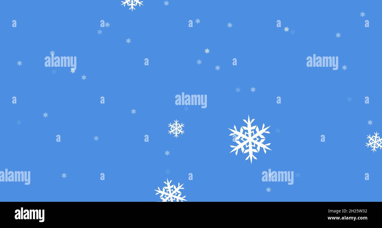 Image of snow falling on blue background Stock Photo - Alamy