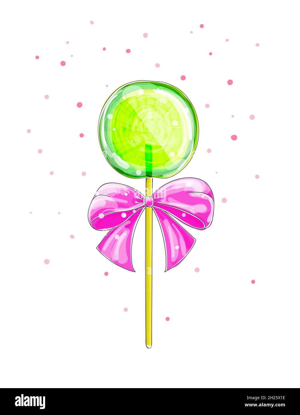 Candies, lollipop with bows . Vector sweets, lemon lollypops isolated ...