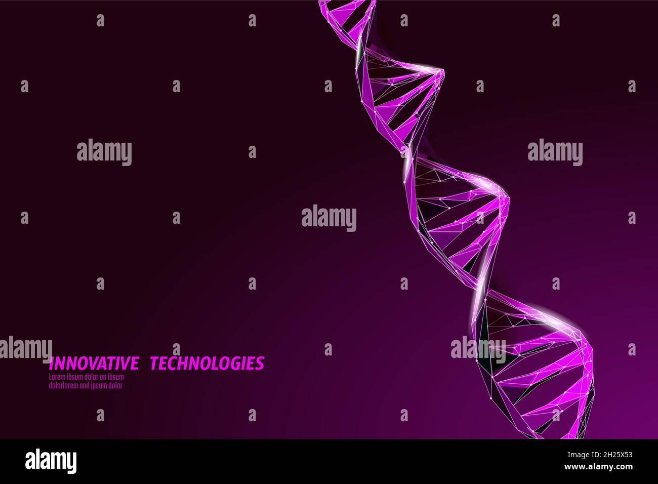 DNA 3D chemical molecule structure low poly. Polygonal triangle point ...