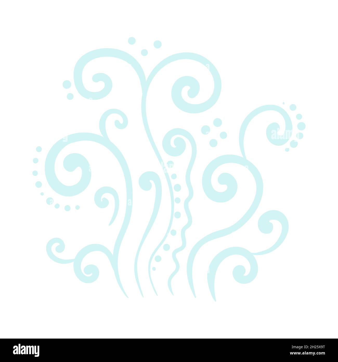 Abstract blue smoke element. Hand drawn, sketch style, blue color ...