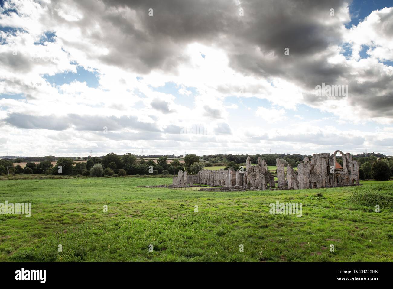 landscape image of the ruins of Castle Acre Priory a medieval building ...
