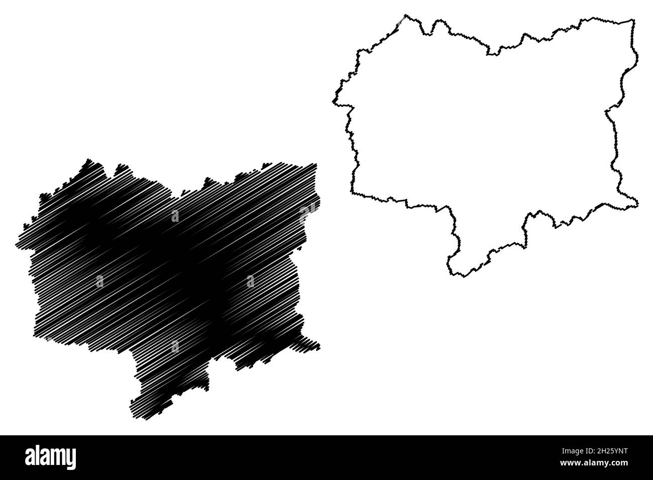 Meerut district (Uttar Pradesh State, Republic of India) map vector ...