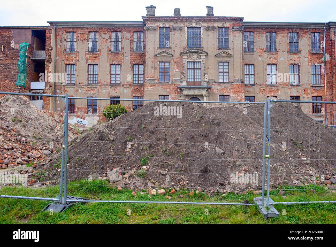 Zerbst, Germany. 20th Oct, 2021. A pile of rubble can be seen in front ...
