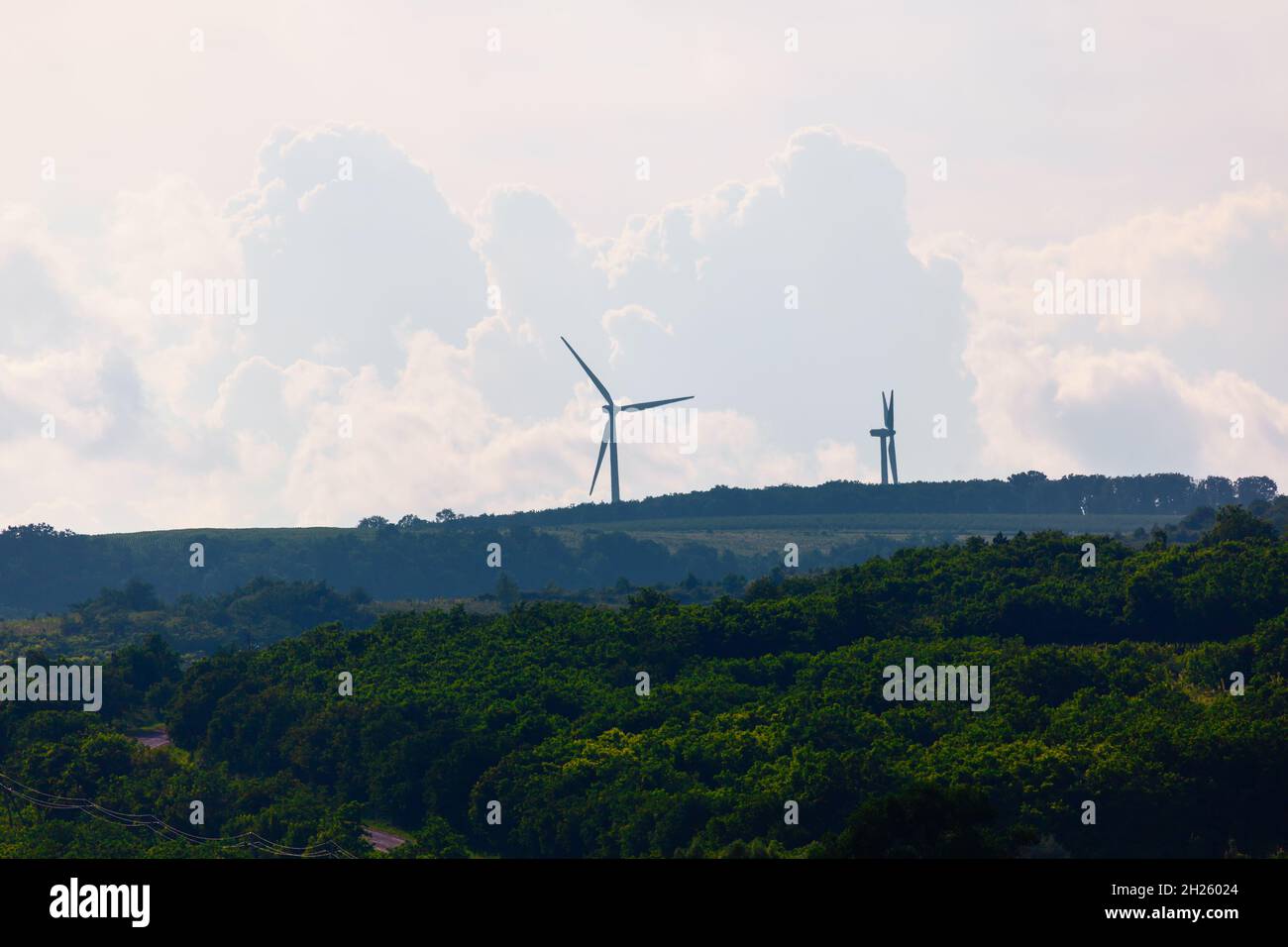 Wind Farm on the hill . Wind power station Stock Photo - Alamy