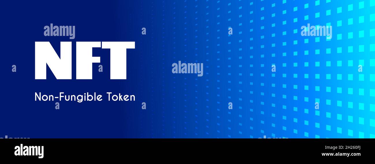 NFT vector banner. Abstract long background for non fungible token ...