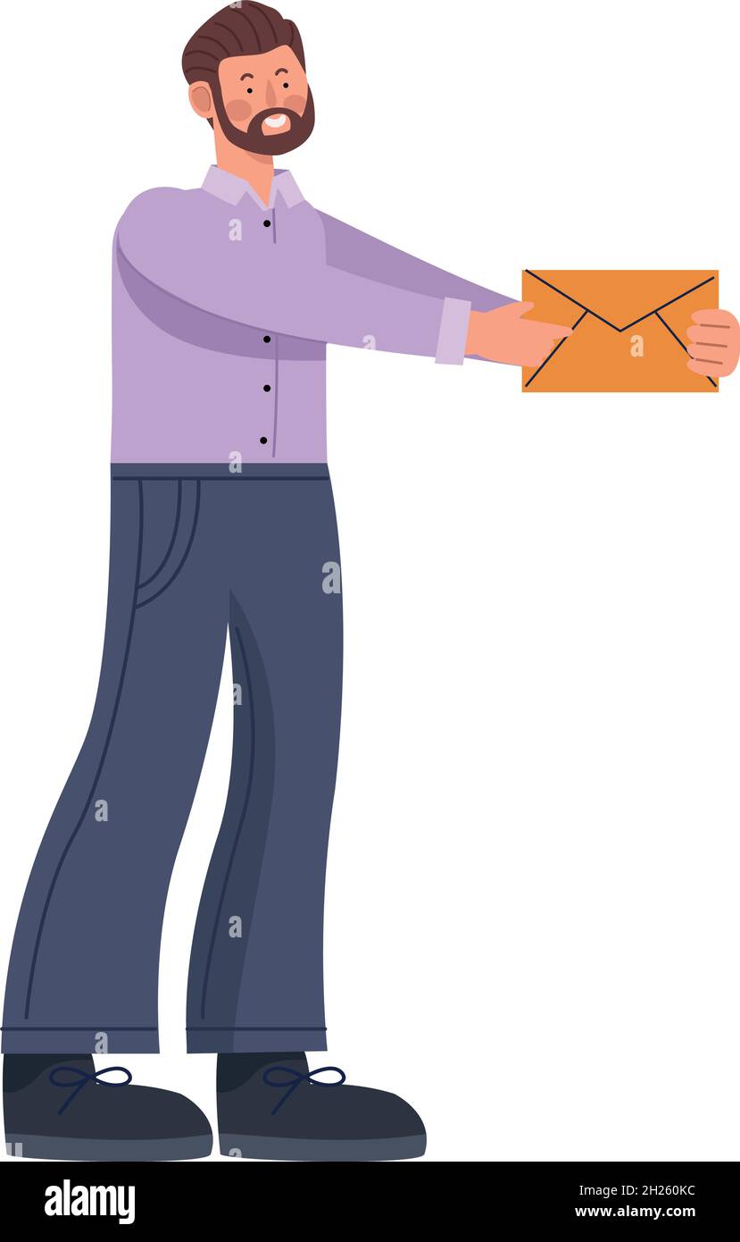 man lifting envelope mail Stock Vector Image & Art - Alamy