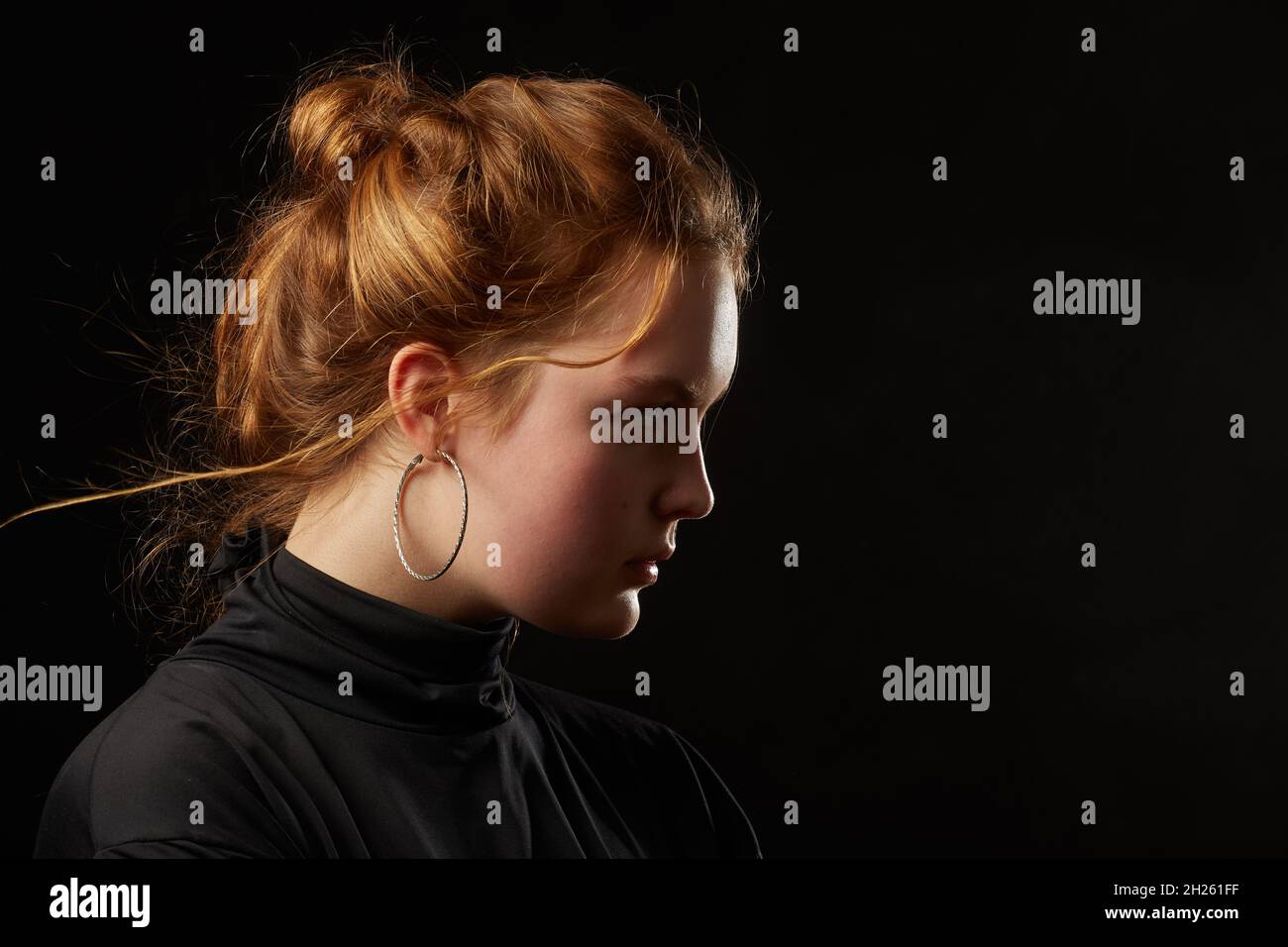 Female Face Profile Looking Down