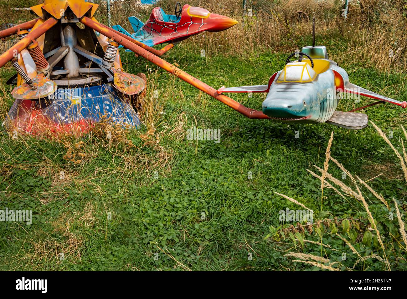 unusual carousel in an old amusement park. High quality photo Stock ...