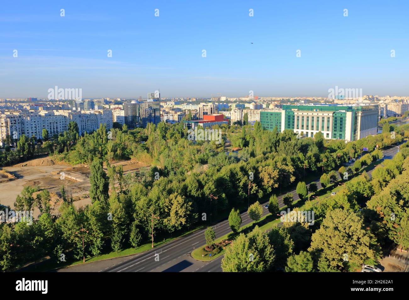 Bucharest Aerial View in the morning light Stock Photo - Alamy