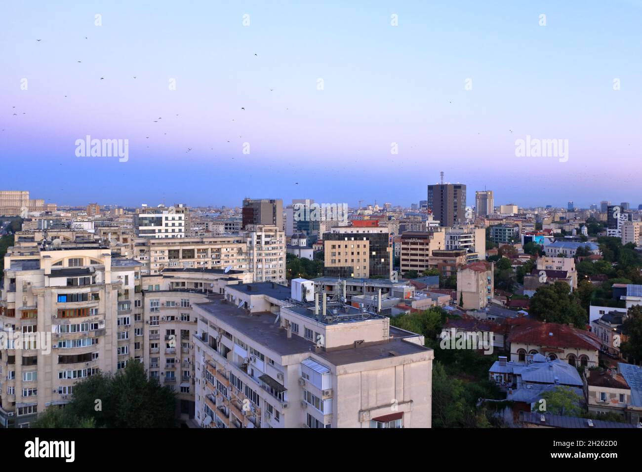 Bucharest Aerial View in the morning light Stock Photo - Alamy