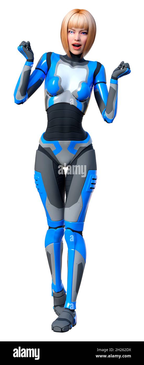 3D rendering of a female robot isolated on white background Stock Photo ...