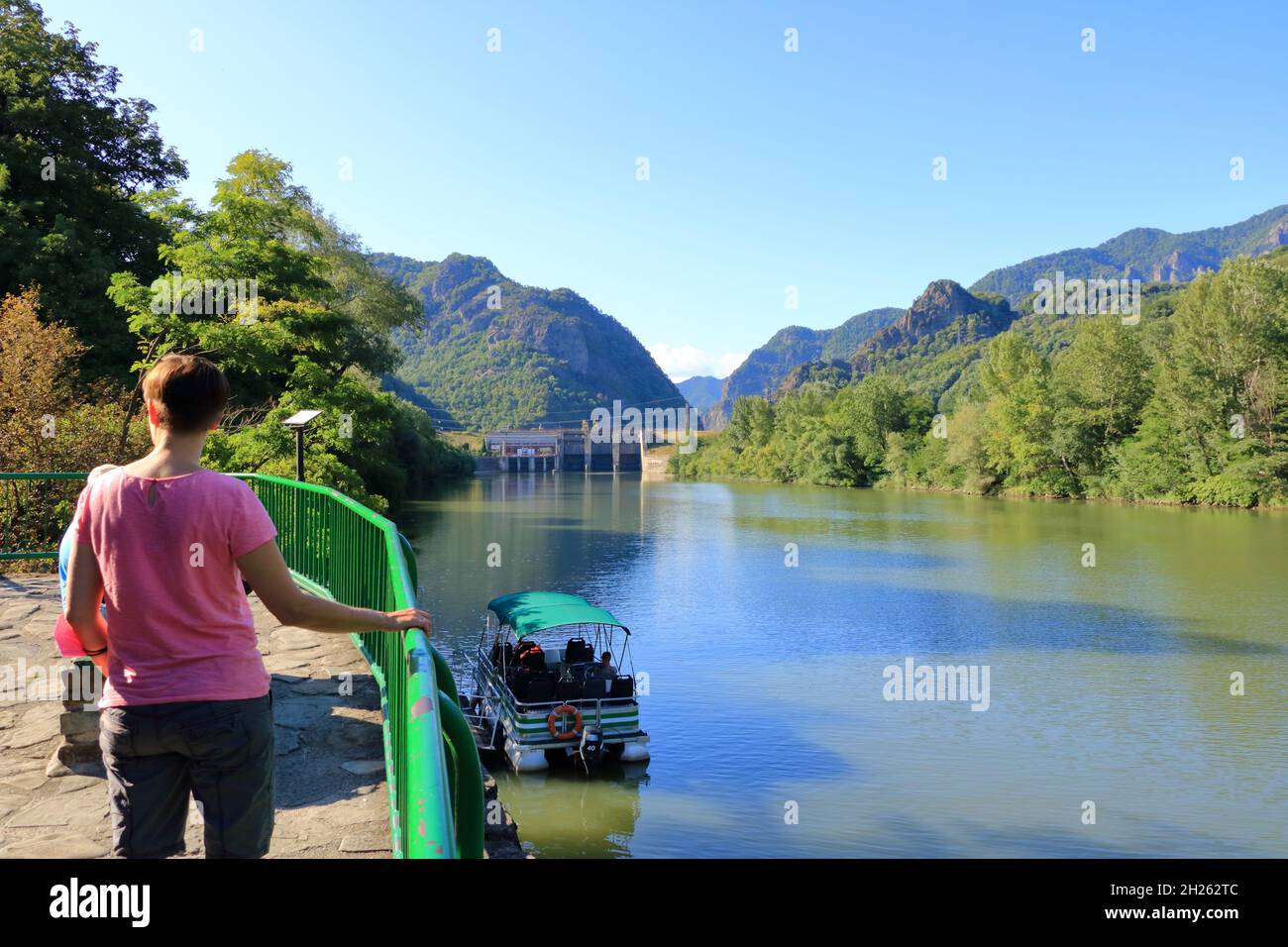 Landscape of Olt Valley with Olt river and the Cozia Mountains in ...