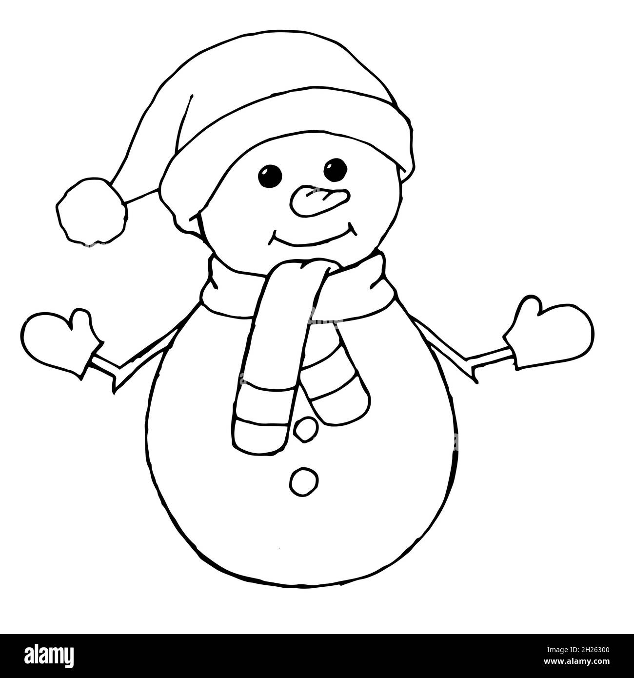 Sketching style snowmen and christmas gift boxes doodles. Hand drawn ...