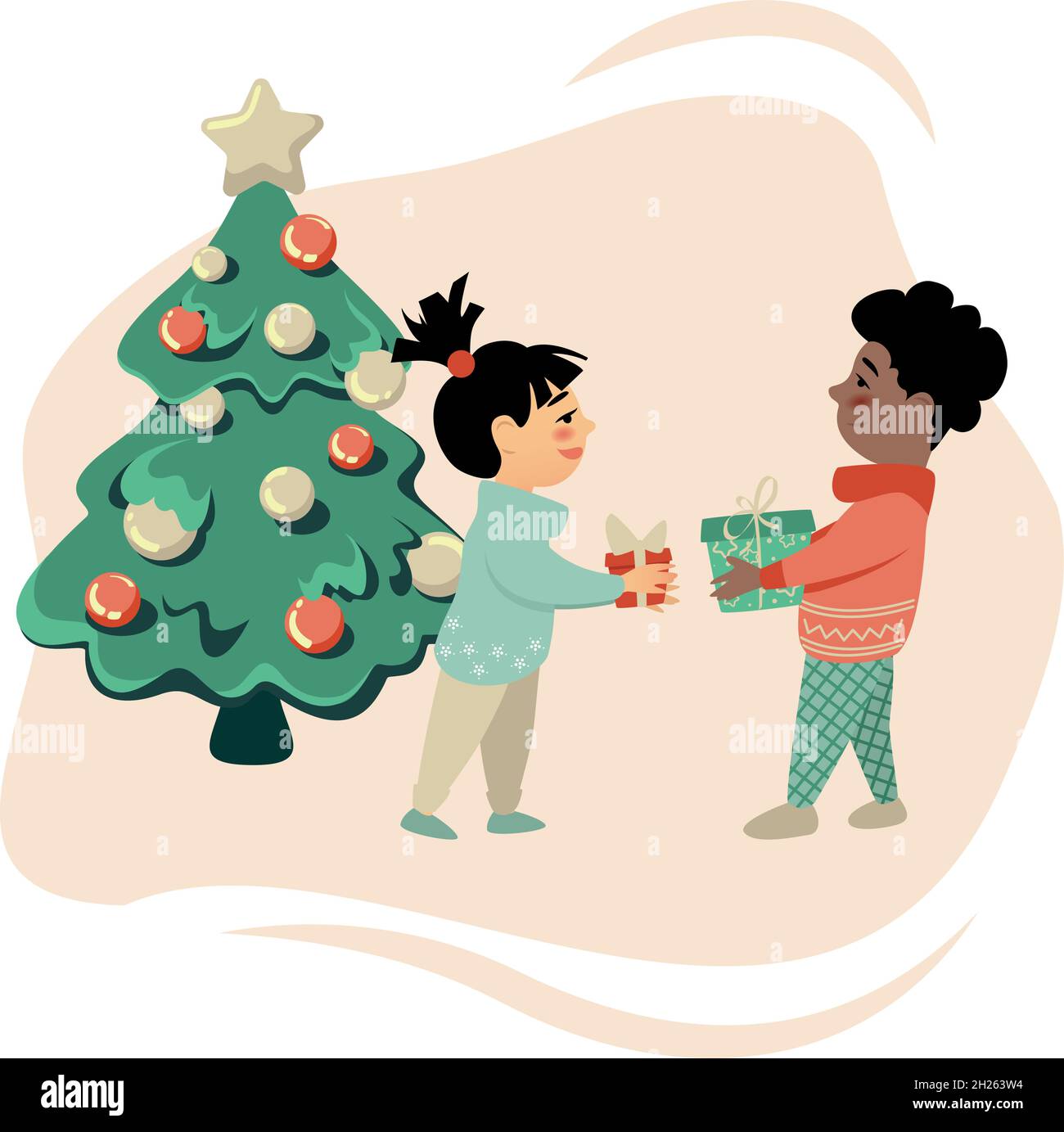 Illustration couple under tree hi-res stock photography and images - Alamy