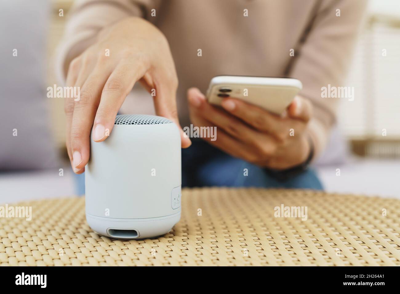 Close up hand using bluetooth hi-res stock photography and images - Alamy