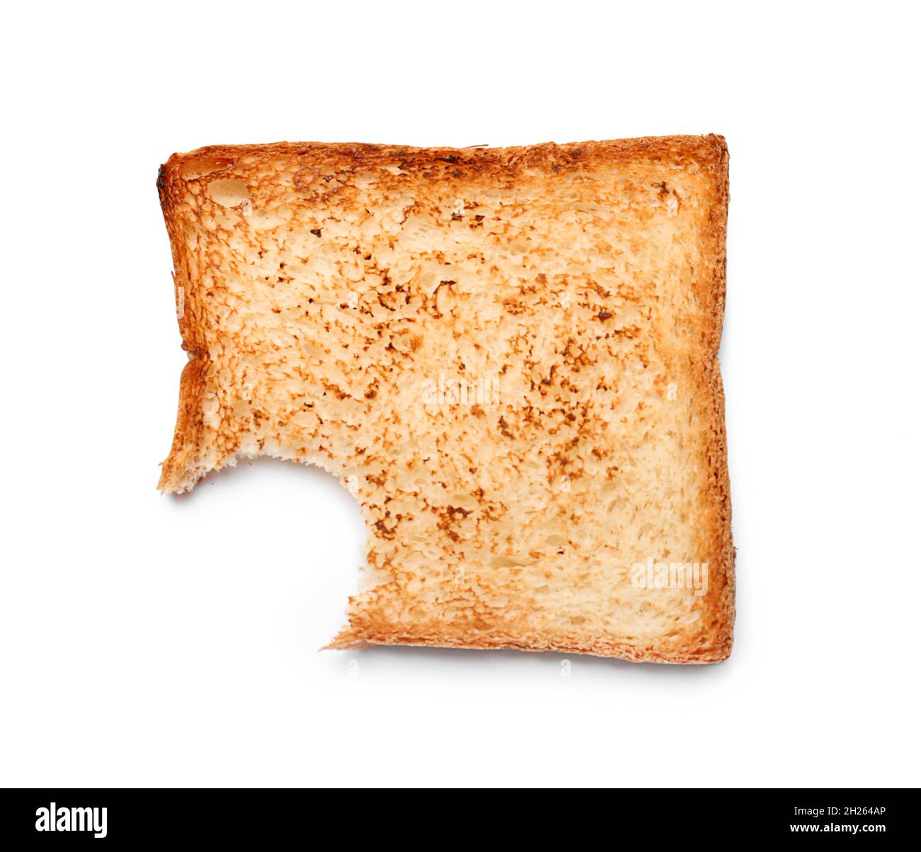 Toasted bread with bite mark on white background, top view Stock Photo ...