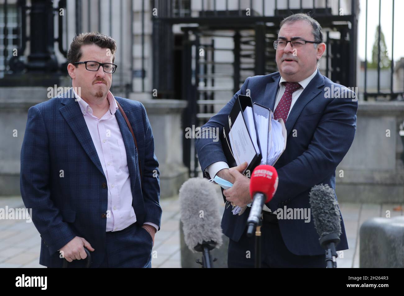 Belfast businessman Sean Napier (left) and his his solicitor Paul ...
