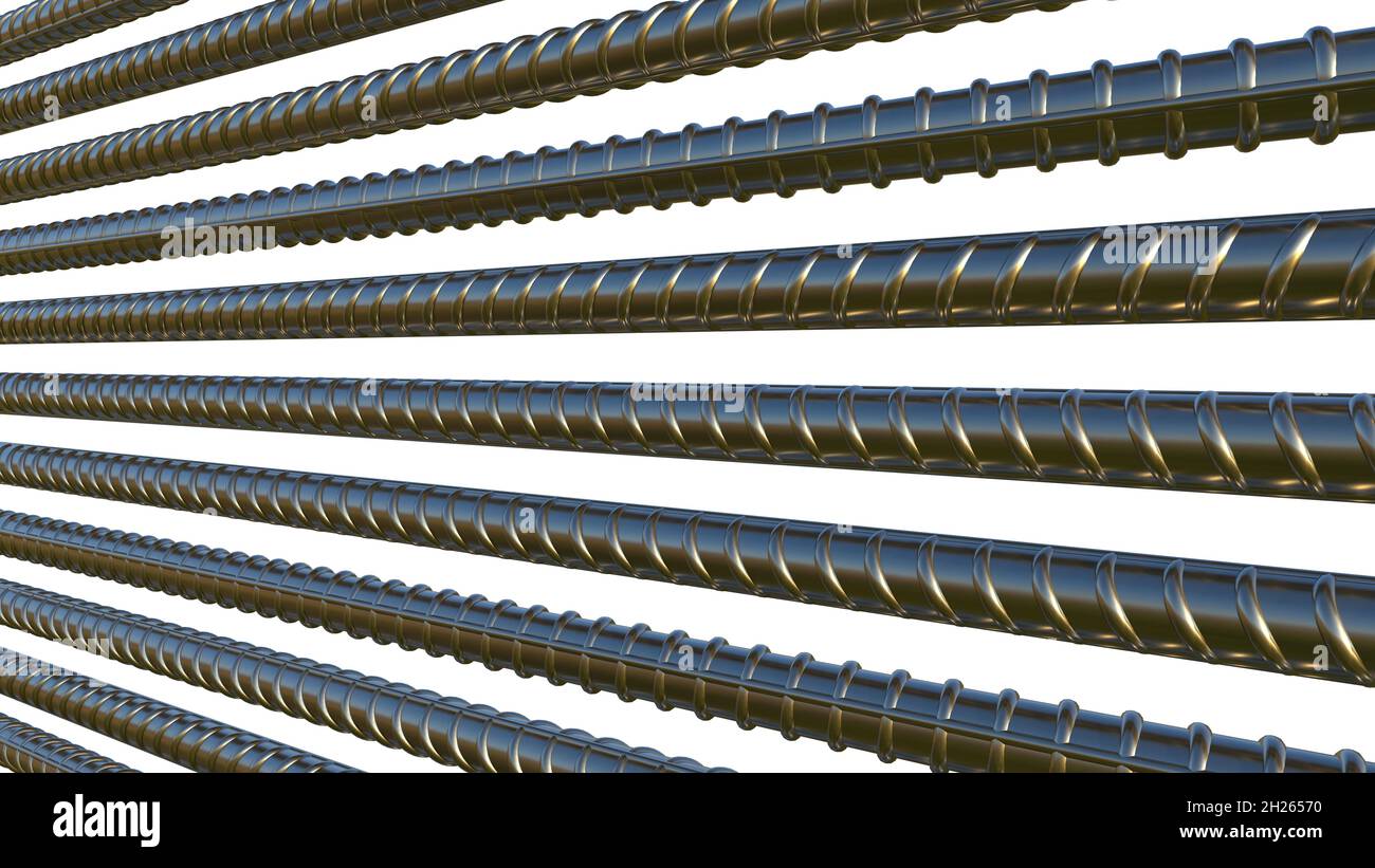 steel reinforcing steel backdrop - isolated industrial 3D rendering ...