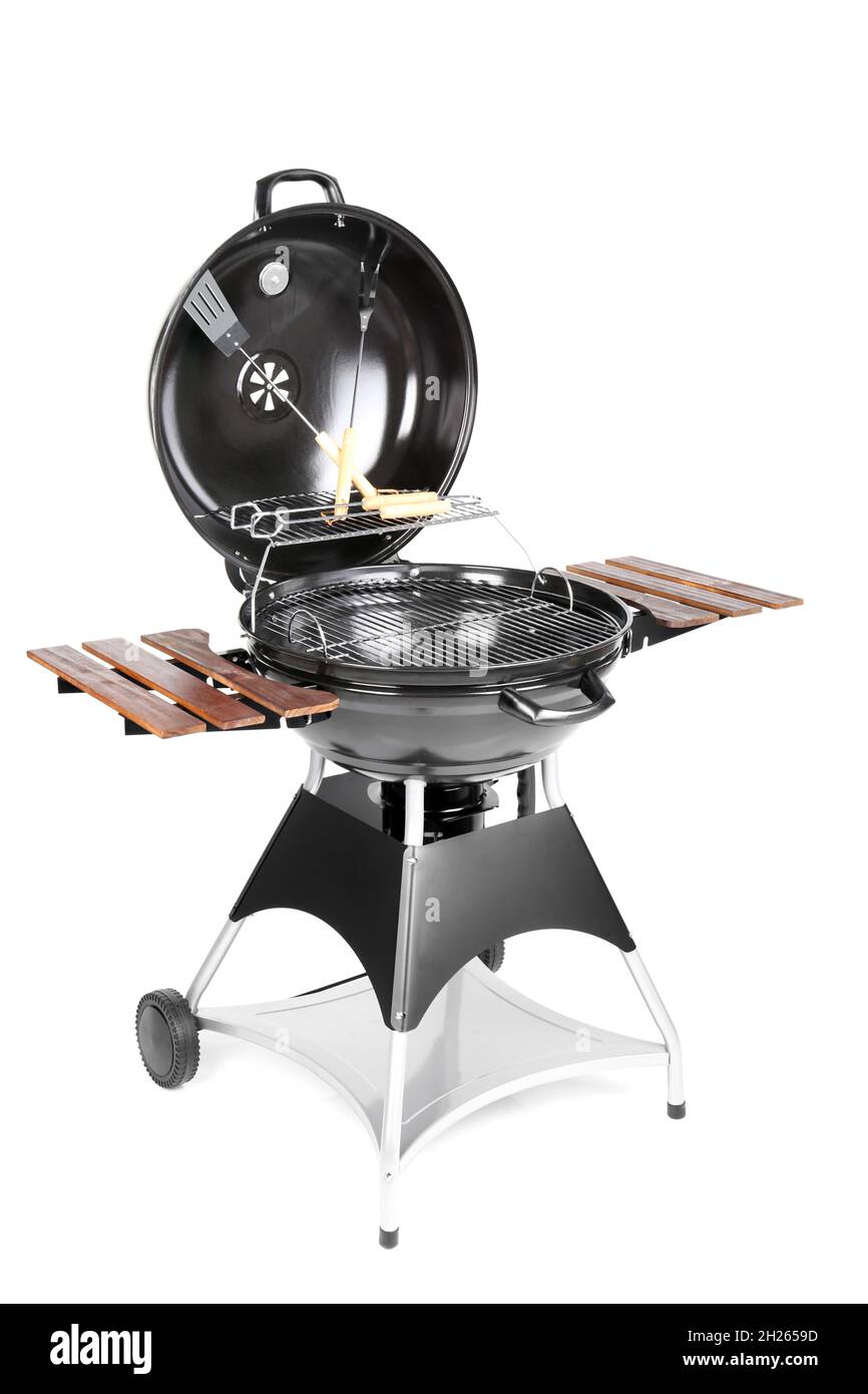 New modern barbecue grill on white background Stock Photo - Alamy