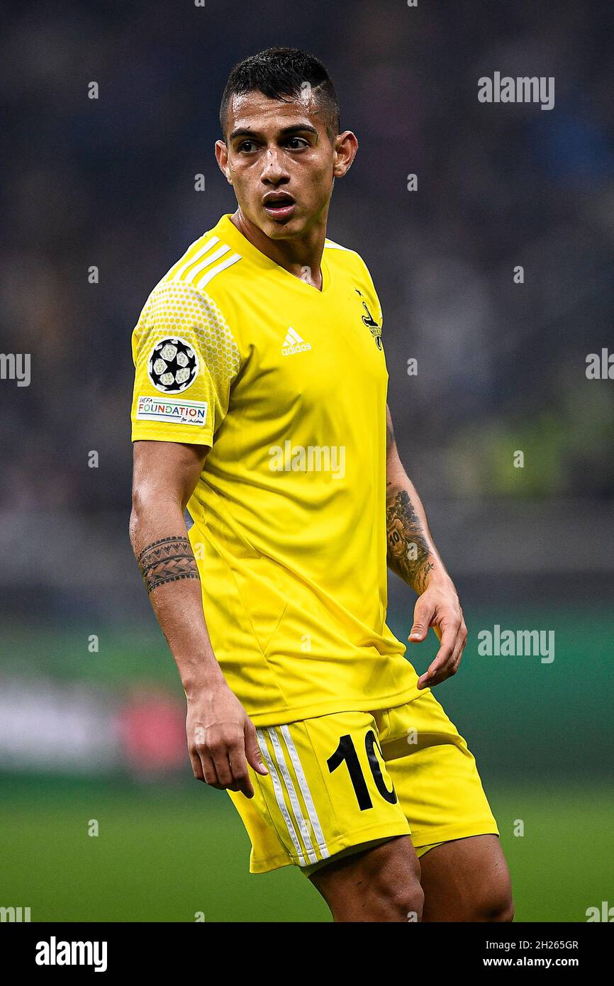 Milan, Italy. 19 October 2021. Frank Castaneda of FC Sheriff Tiraspol ...