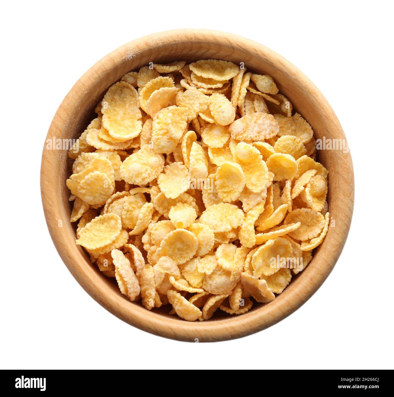 Bowl with corn flakes on white background. Healthy grains and cereals ...